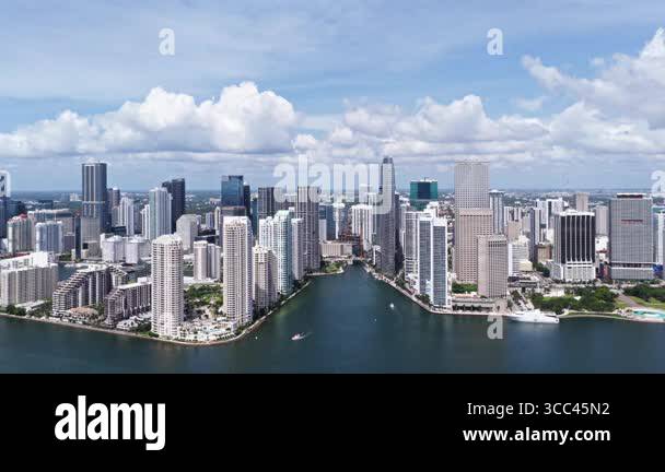 Aerial view of Brickell skyscrapers. Brickell cityscape of downtown ...