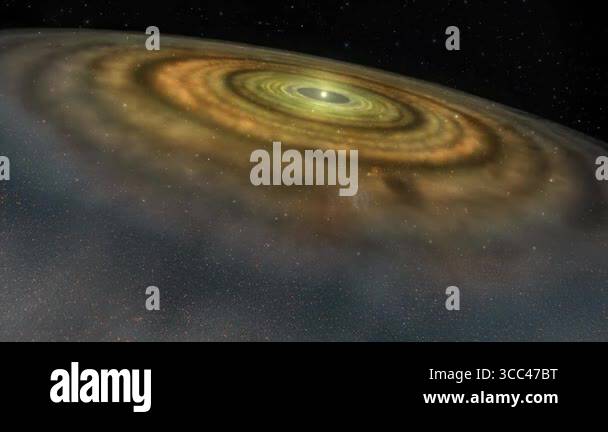 Solar System protoplanetary disk with a bright young sun at its center ...