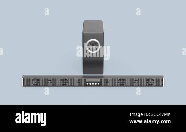 Front view of a soundbar with subwoofer on shiny background Stock Video ...