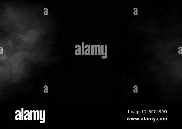 Slow Motion Smoke Texture on Black Background, Thick White Haze Rising ...
