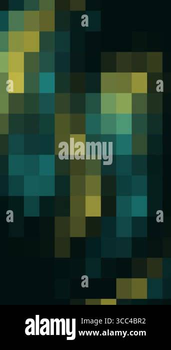 pixel art mosaic turquoise background with yellow wave vertical 4K ...