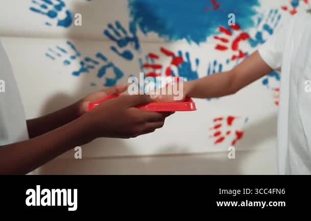 Boy artist drawing handprints Stock Videos & Footage - HD and 4K Video ...