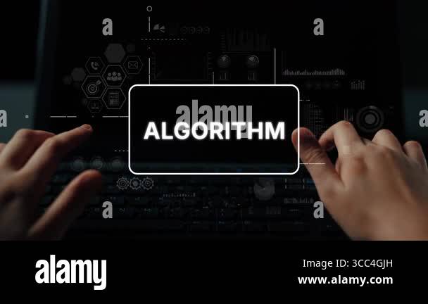 Hands Typing on Laptop with Overlay of Algorithm Visualizations and ...
