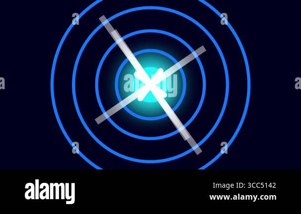 A blue-toned radar scanner animation representing search signals ...