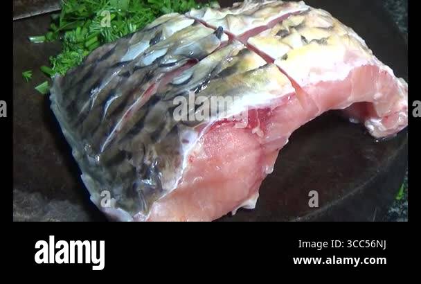 Grilled fish marinated with spices and herbs Stock Video Footage - Alamy