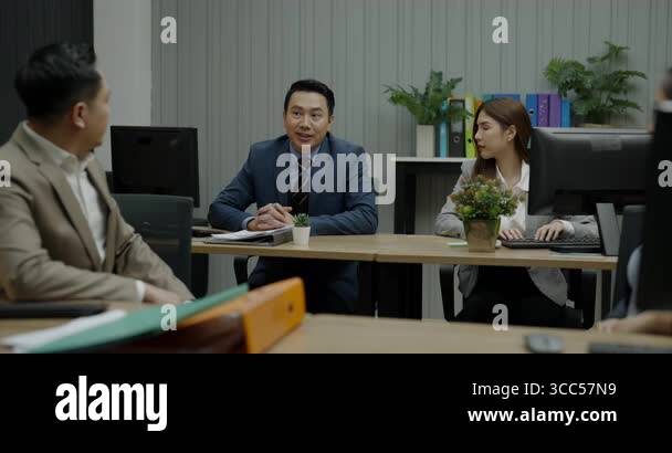Business concept of 4k Resolution. Asian employees working together in ...