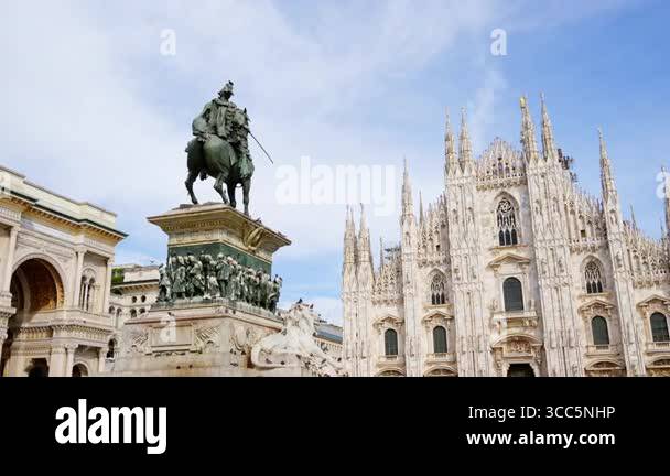 Milan, Italy - March 21, 2025: The Vittorio Emanuele II Statue in the ...