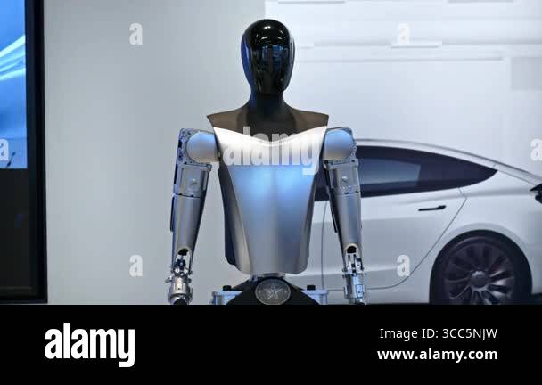 Milan, Italy - March 21, 2025: Close up of a Tesla Bot, robotic ...
