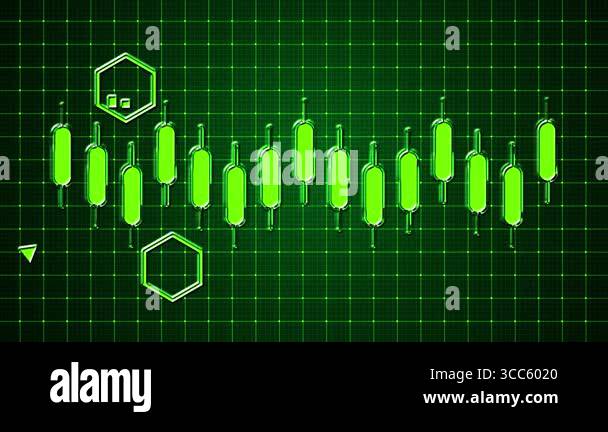 green digital graph on dark background. 3 d illustration Stock Video ...