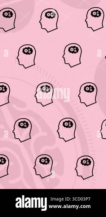 Animation of head with cogs icons over medical icons. World alzheimer's ...