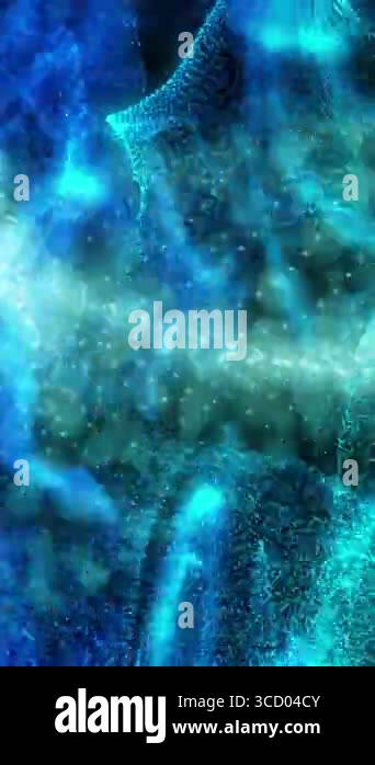 Animation of blue vapour over glowing dot network moving on black ...