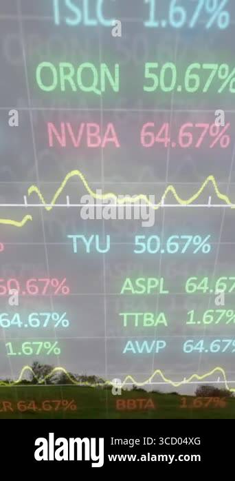 Animation of data processing and statistics over wind turbine. Global business and digital ...