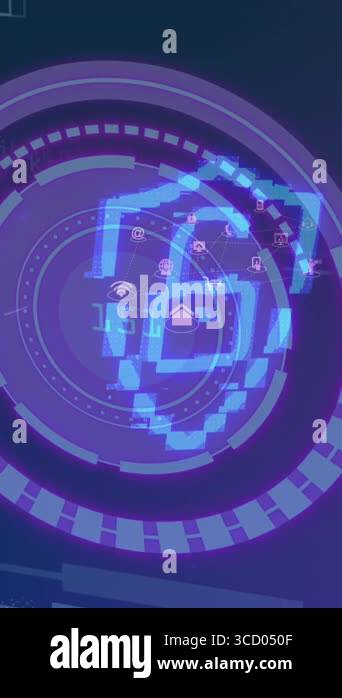Animation of scope scanning with padlock icon over data processing ...