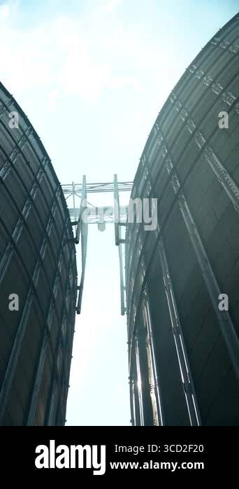 steel structure between industrial silos for grain storage Stock Video ...