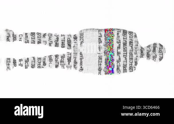 Vertical video. Glitch silhouette. Media influence. Pixel encryption ...