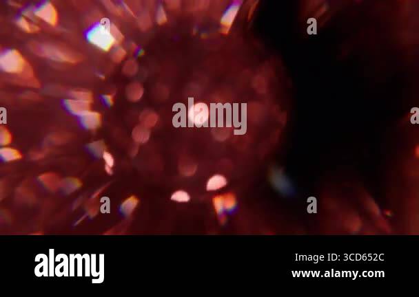 Round orb. Blur rainbow light. Defocused red colorful spark texture ...