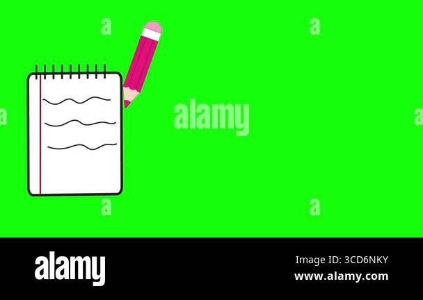 Pencil and notebook animation with green screen background. Perfect for ...
