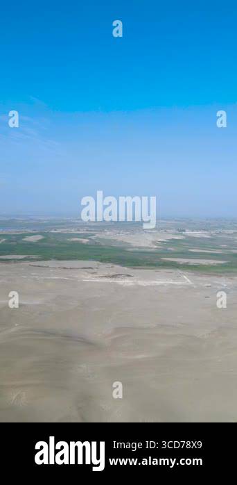 Drone video of a classic desert valley near Chincha south of Lima on a ...