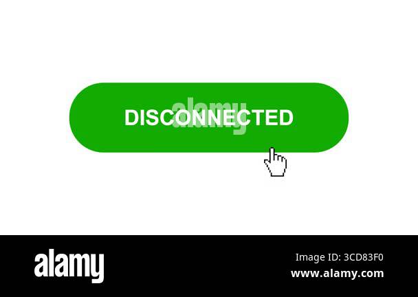 Green DISCONNECTED Button Animation on White Background Click and Turns ...
