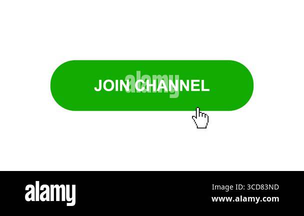 Green JOIN CHANNEL Button Animation on White Background Click and Turns ...