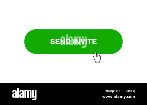 Green SEND INVITE Button Animation on White Background Click and Turns ...