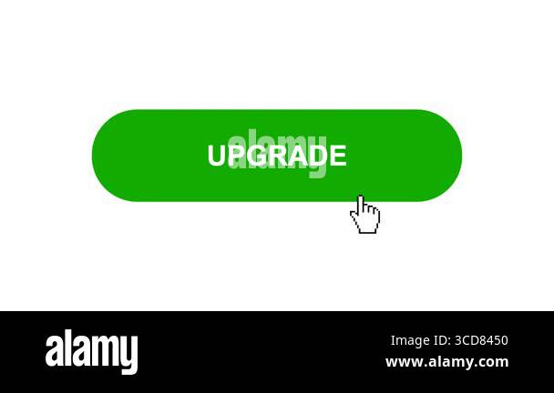 Green UPGRADE Button Animation on White Background Click and Turns into ...