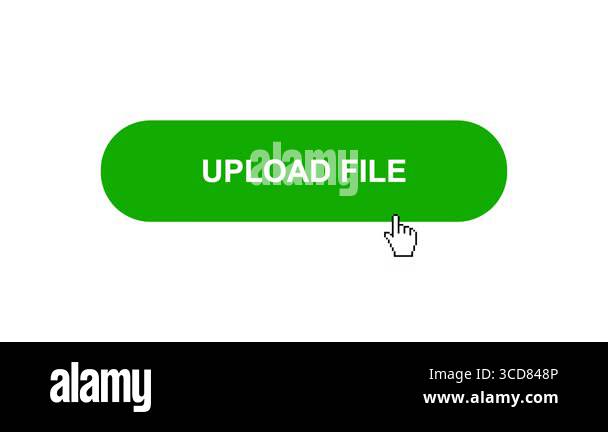 Green UPLOAD FILE Button Animation on White Background Click and Turns ...
