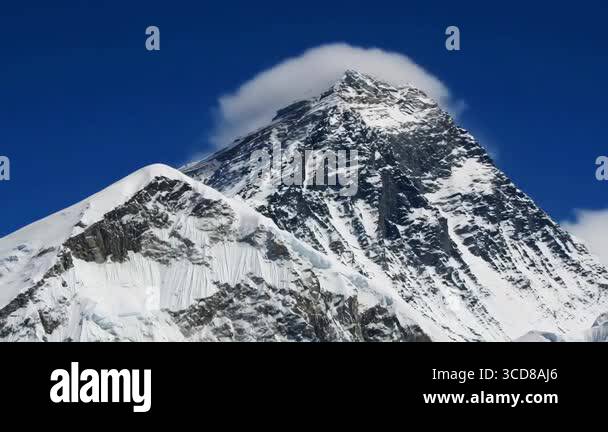 time lapse video of blue sky with clouds above snow covered Everest ...