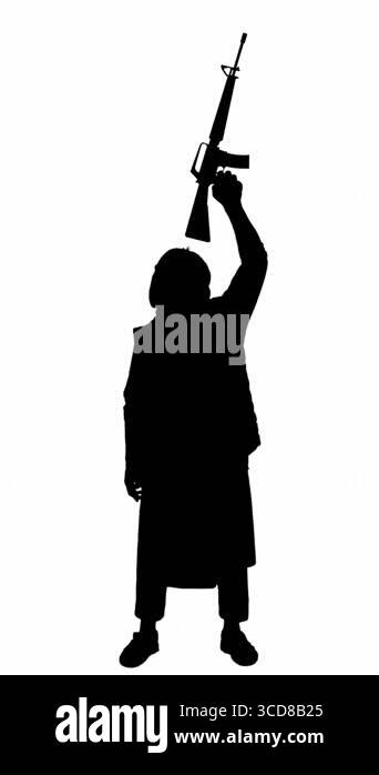 Militant. black silhouette. clearly outlined black silhouette of male ...
