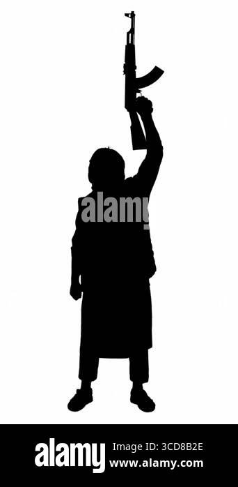 Militant. black silhouette. clearly outlined black silhouette of male ...