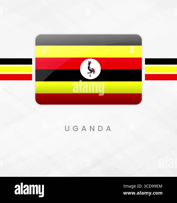 Uganda Flag Animation | Glossy Icon with Grey Crowned Crane | National ...