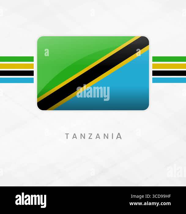 Vibrant Animated Tanzania Flag Waving in Button Frame with Bold Green ...