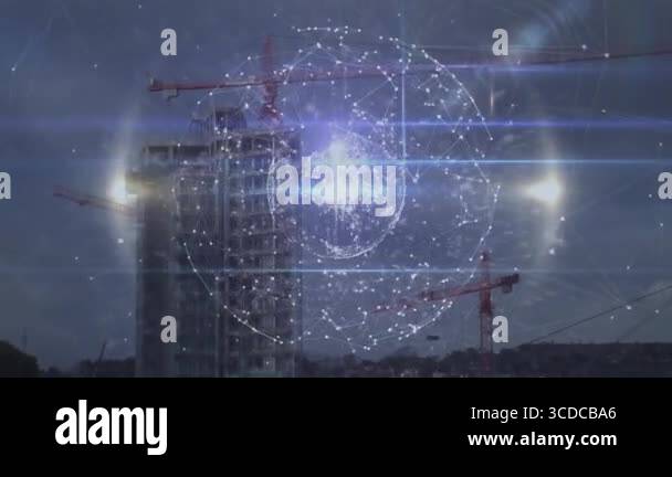 Translucent mesh sphere fading rotating and pulsing visualizing ...