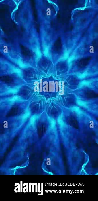 Blue flower with black background and blue center. Kaleidoscope VJ loop ...