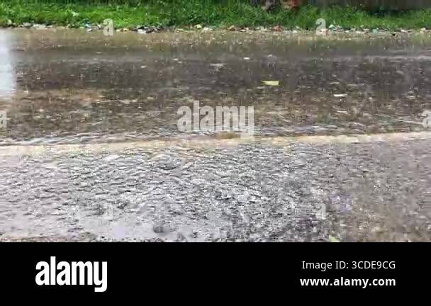 rain drops on the road. abstract rain drops on the road. indian monsoon ...