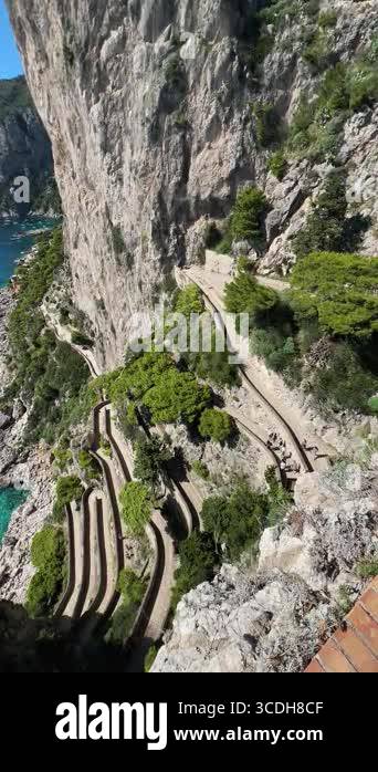 Via Krupp vintage stairs to sea, Capri island, Italy Stock Video ...