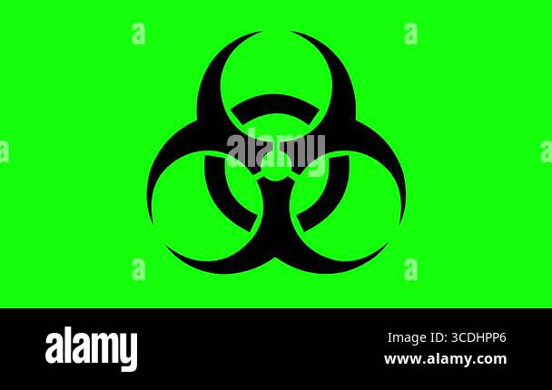 video animation drawing black and white biohazard icon changing color ...