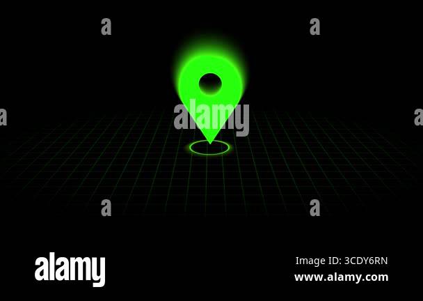 Green glowing navigation marker animation. Seamless loop technology ...