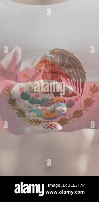 Animation of flag of mexico over caucasian female boxer. Patriotism ...