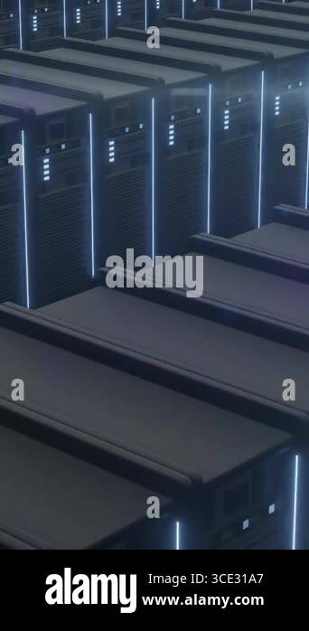 Animation of data processing over computer servers. Global data processing, digital interface ...