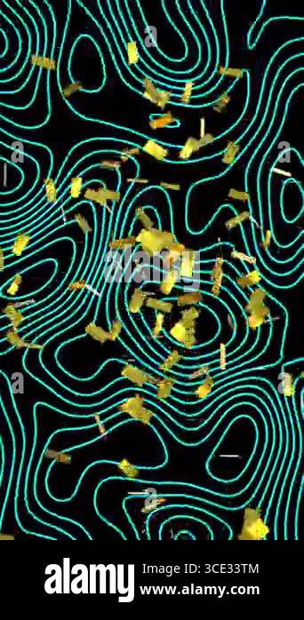 Animation of moving contour lines over man wearing vr headset. Sports ...
