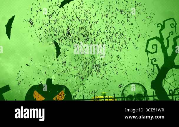 Spooky Halloween Trick or Treat Title Card with Green Background and ...