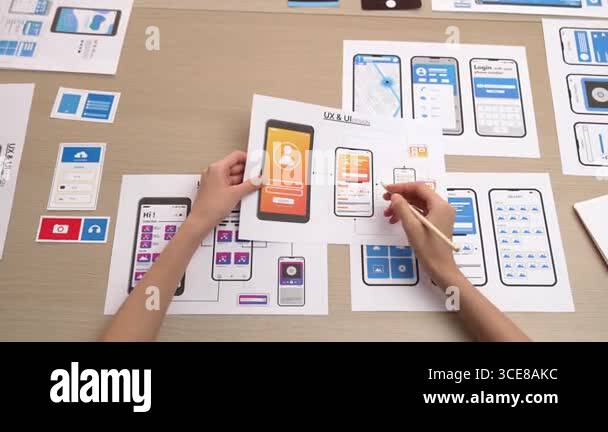 Startup company employee planning for user interface prototype for ...