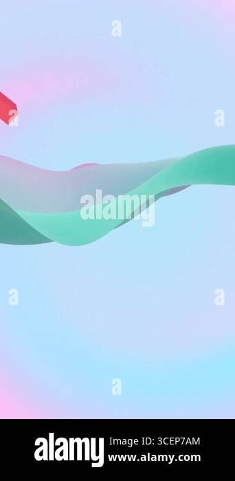 Animation of abstract shapes moving over waving multi coloured ...