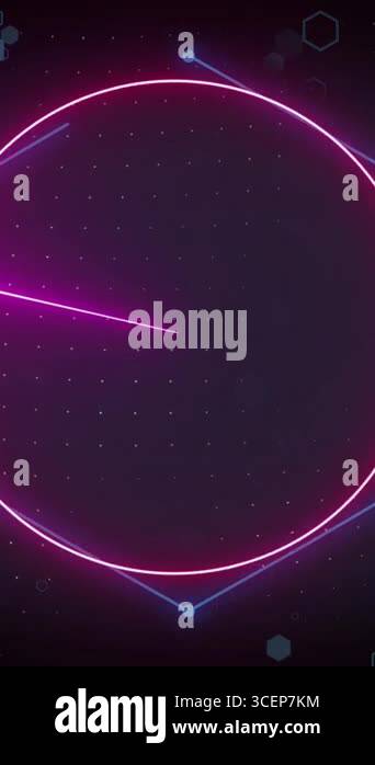 Animation of neon shapes and beaker on black background. Global ...