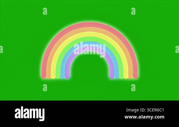 A vibrant, pastel-colored rainbow with a soft glow animates onto a ...