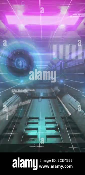 This animation shows binary coding and data processing moving over a ...