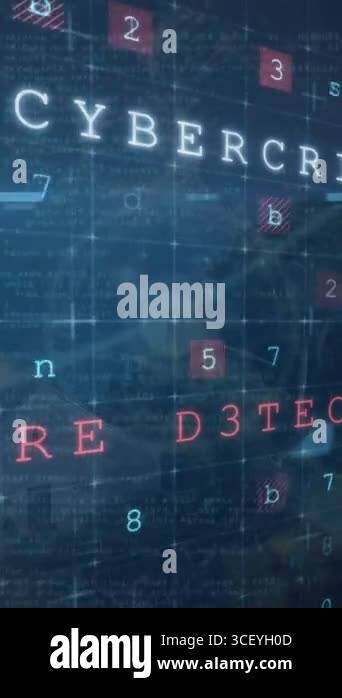Animation of cyber attack warning text and data processing. Global ...