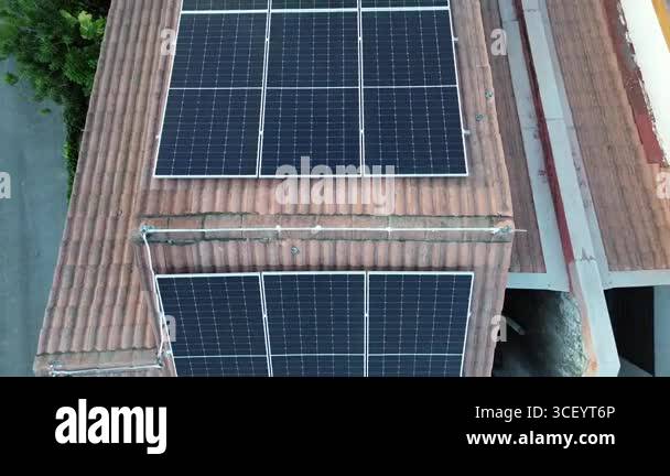 Solar energy with cell panels or PV modules installed on top of house ...