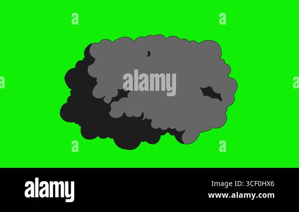 Cartoon 2d Fx Smoke Effects on a green screen. Cartoon fog explosion ...